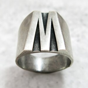 Initial Ring, Silver Letter Ring, Chunky Initial Ring, M Ring, Man ...