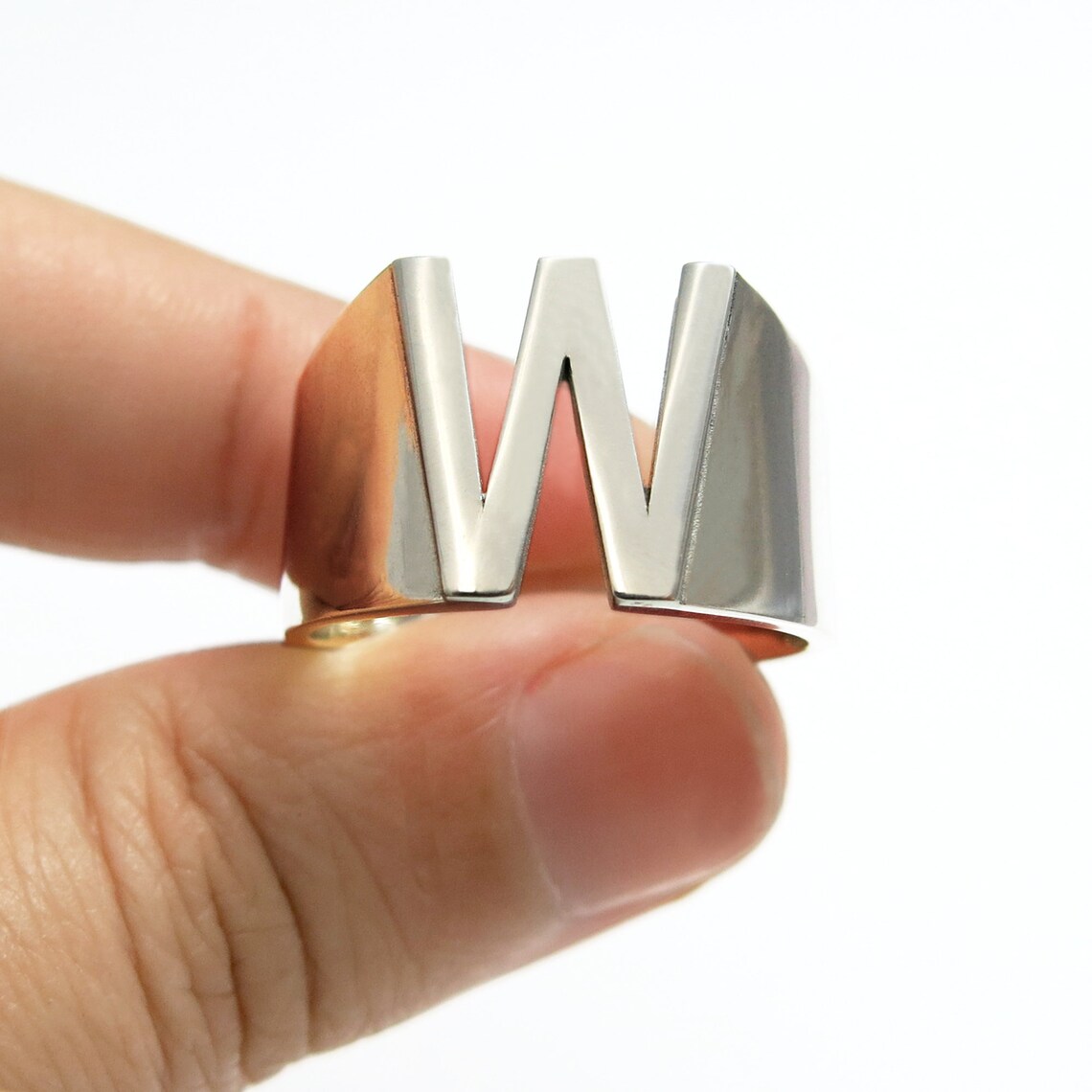 Gold Initial Ring 14K Gold Letter Ring W Ring Men Initial | Etsy