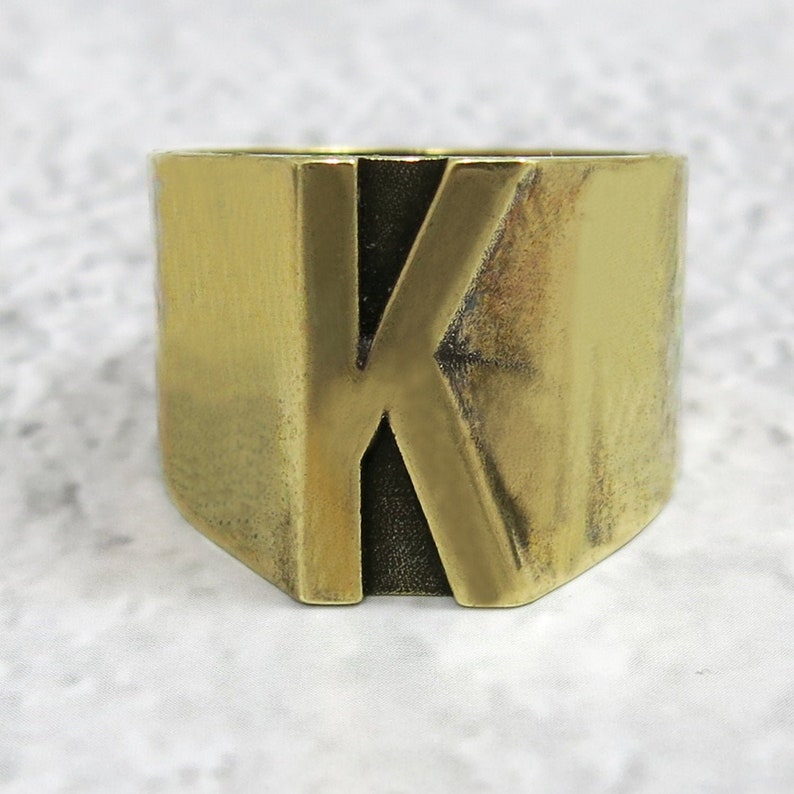 Letter Ring Initial Ring Chunky Ring Alphabet Ring | Etsy