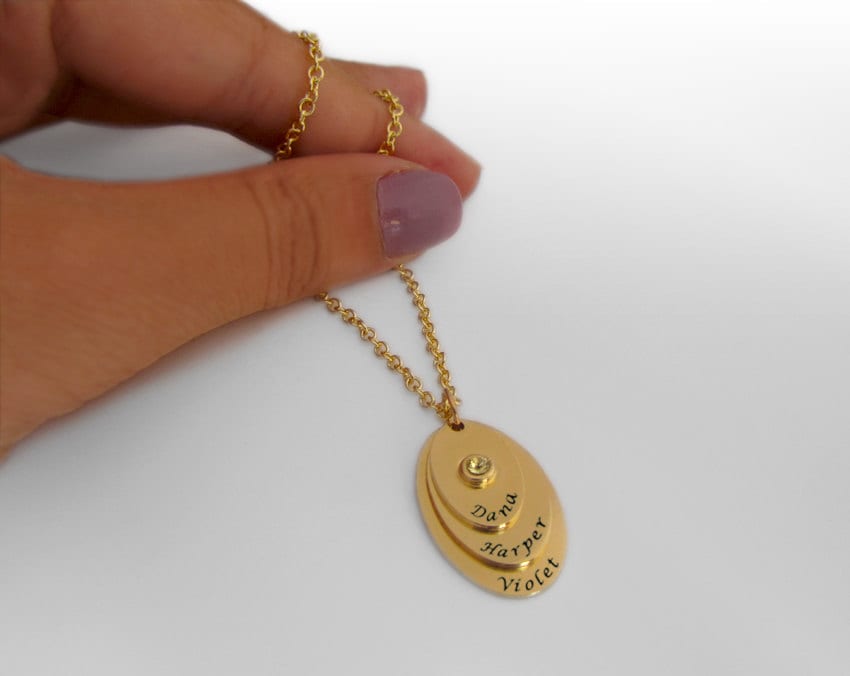 Mommy Necklace, Mom Birthstone Necklace, Kids Name Necklace ...