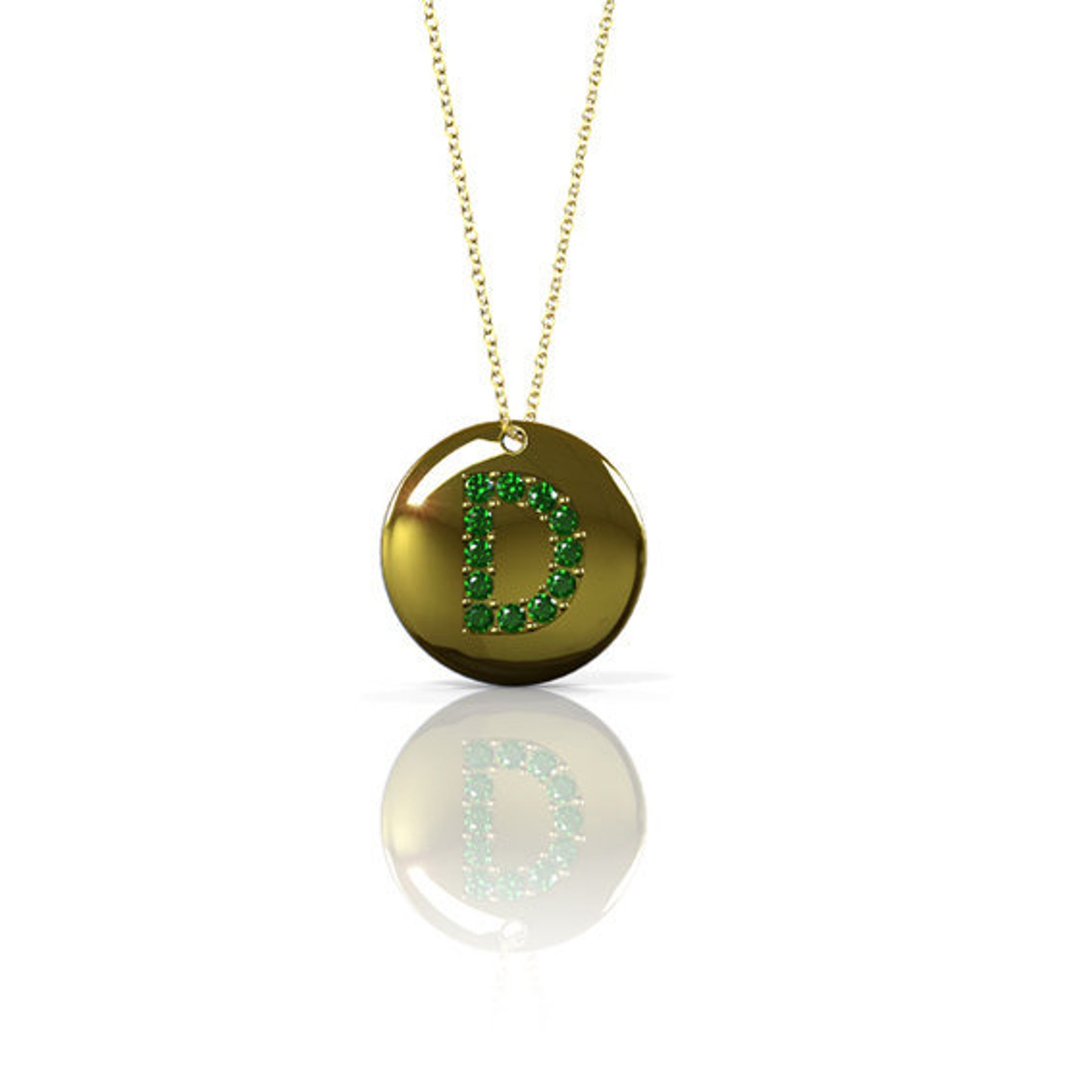 Gold Green Necklace, Green Gemstone Necklace, Custom Name Necklace ...
