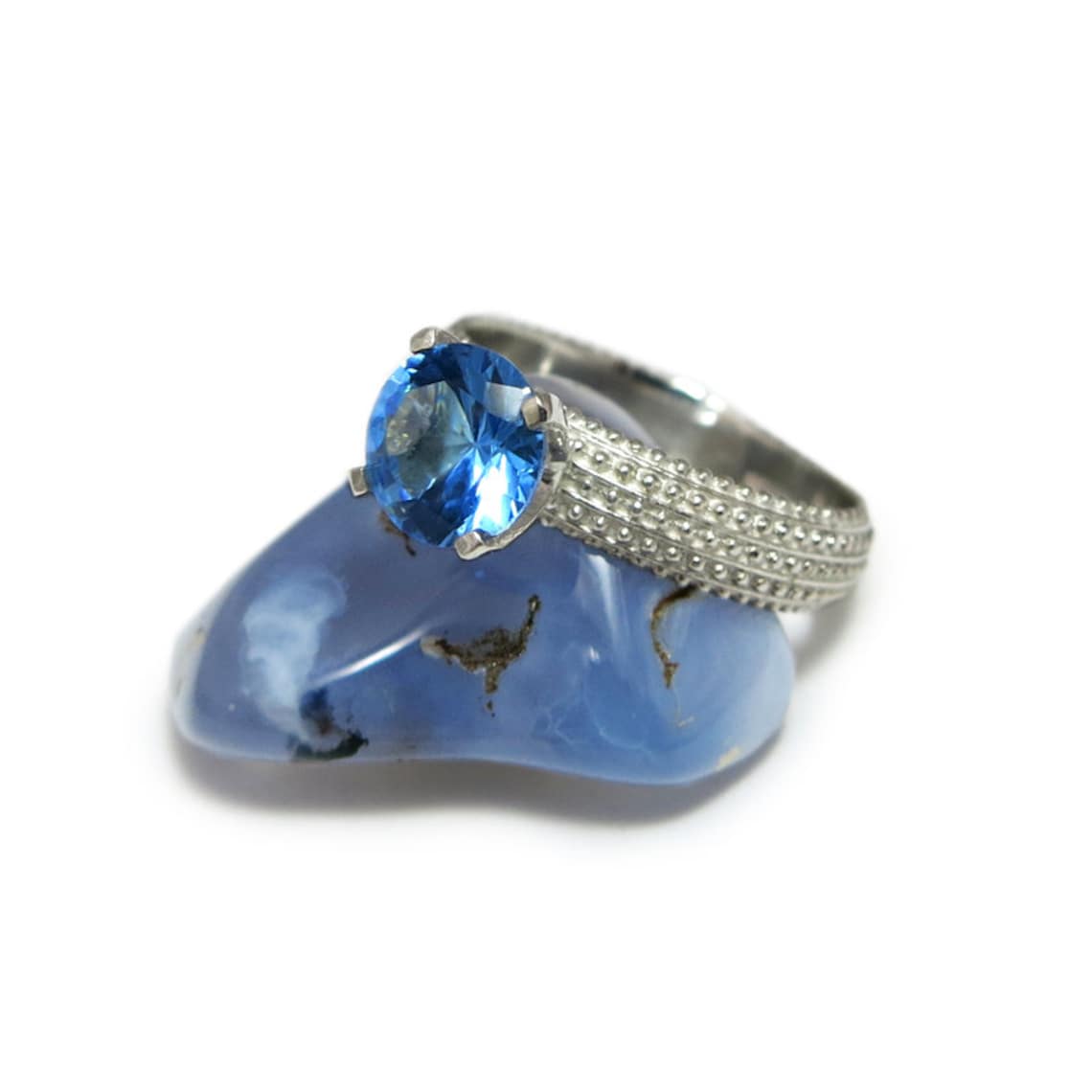 Birthstone engagement ring Blue gem ring Blue anniversary | Etsy