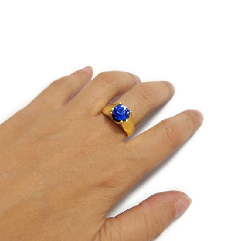 Blue Stone Ring Silver Birthstone Ring Blue Solitaire Ring - Etsy