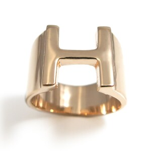 Rose Gold Initial Ring, Chunky Ring, Letter Ring, Alphabet Ring ...