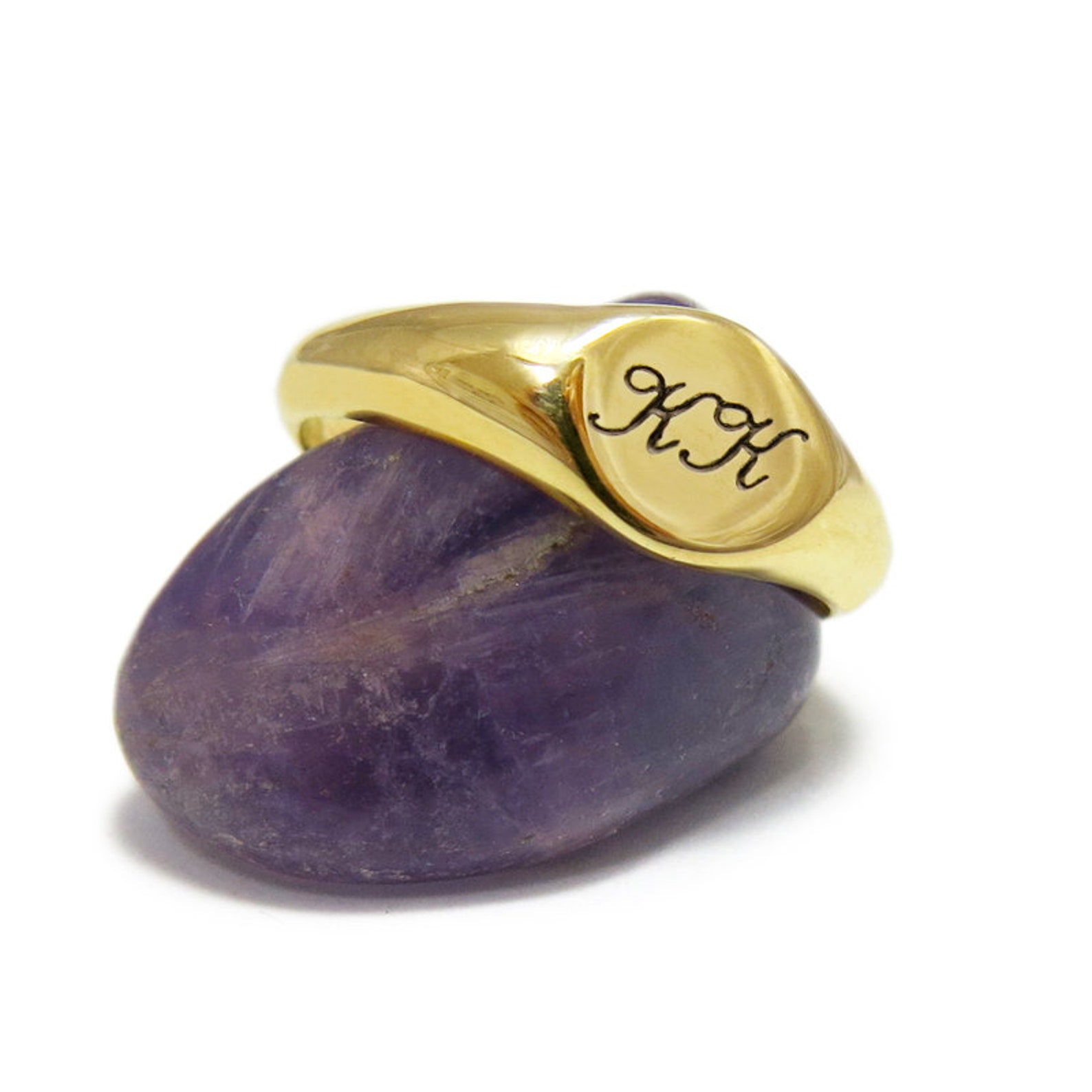 Gold Signet Ring Custom Name Ring Monogram Initial Ring | Etsy