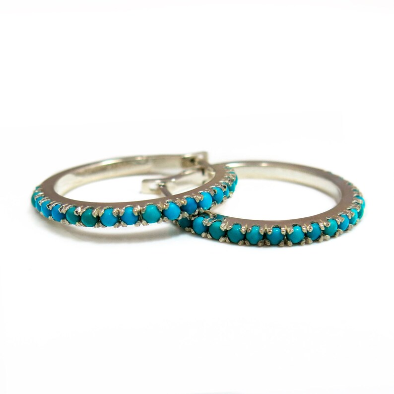 Turquoise Hoop Earrings Turquoise Earrings Women Turquoise - Etsy