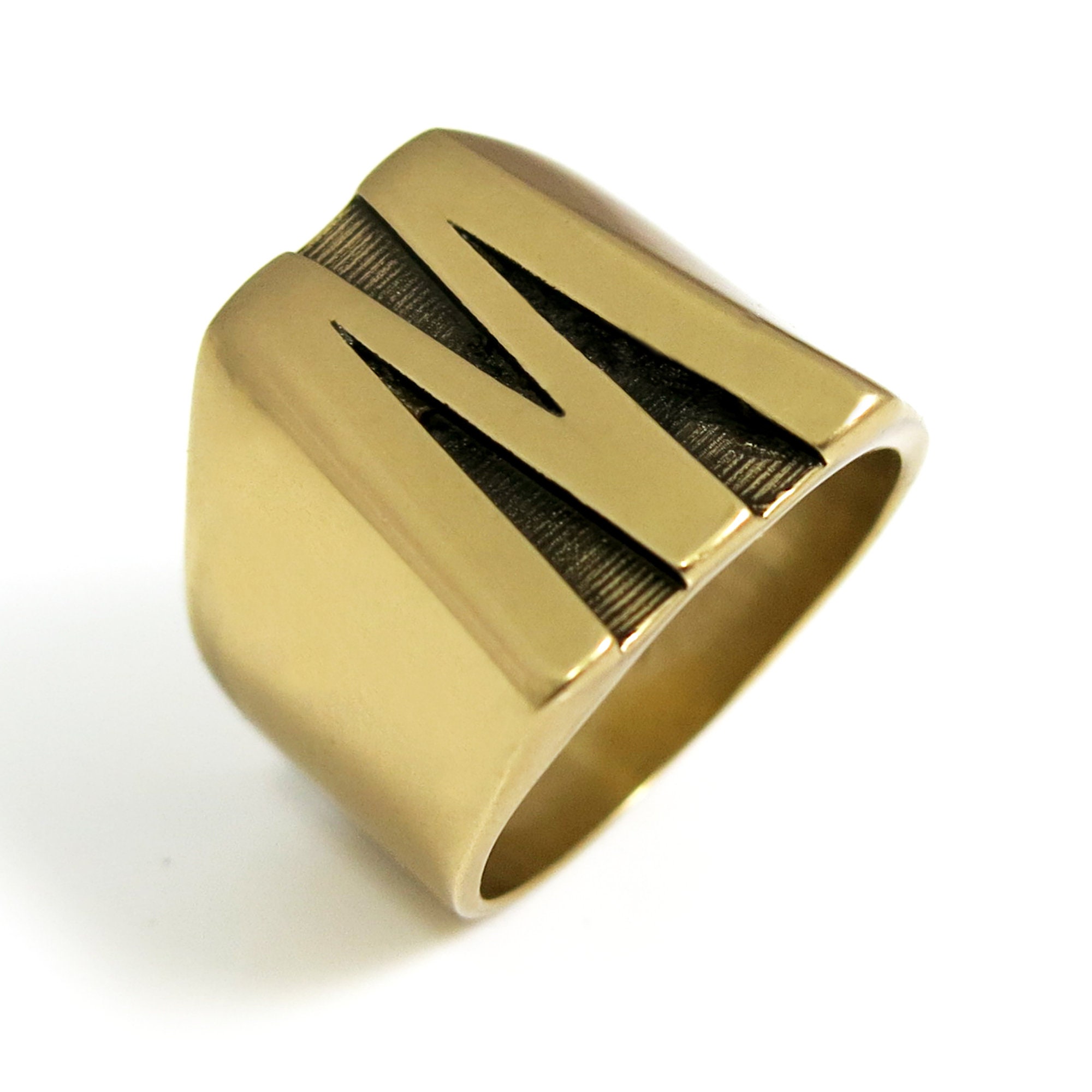 Initial Ring Silver Letter Ring Chunky Initial Ring M Ring | Etsy