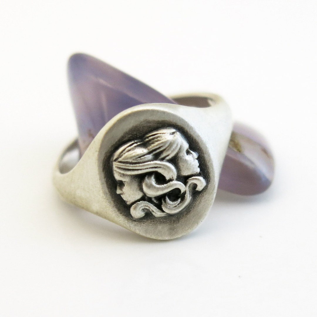 Zodiac Ring, Silver Signet Ring, Ring for Women, Zodiac Jewelry ...