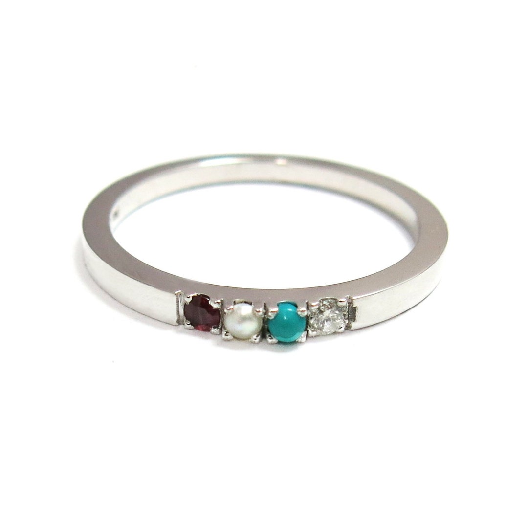 Stackable Birthstone Ring, Gold Birthstone Ring, 4 Birthstone Ring ...