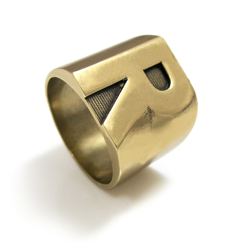 Initial Ring Letter Ring Chunky Initial Ring Letter R Ring - Etsy