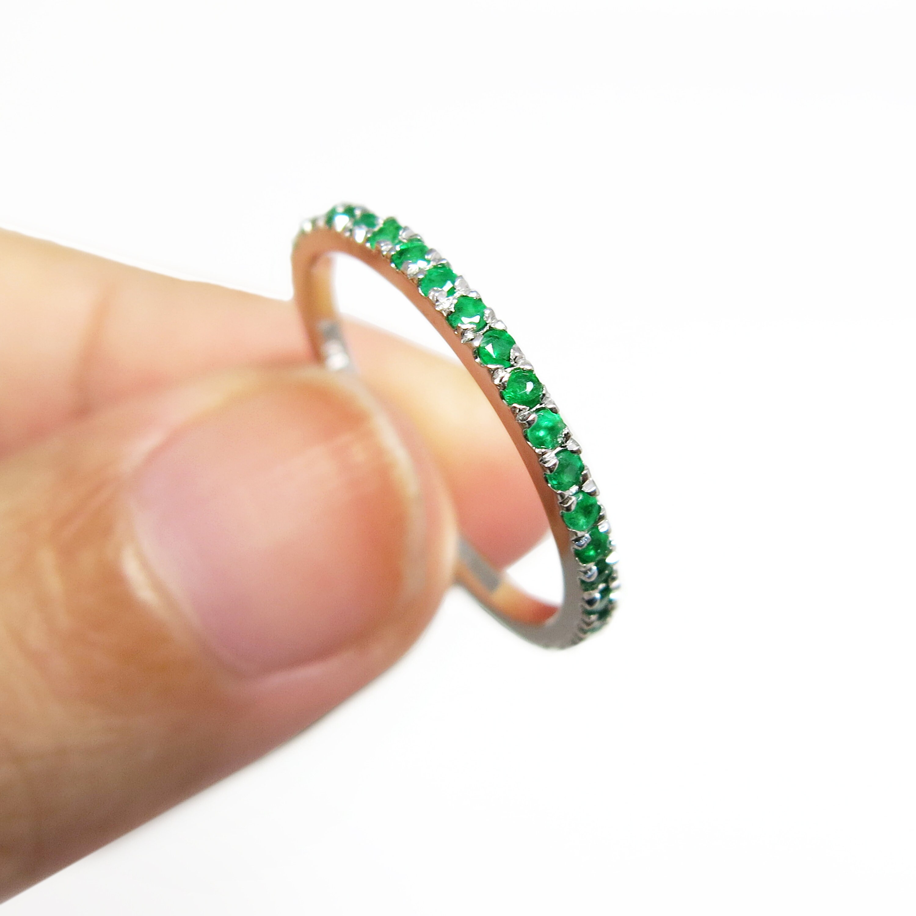 Stackable Gemstone Ring Anniversary Band Emerald Jewelry | Etsy