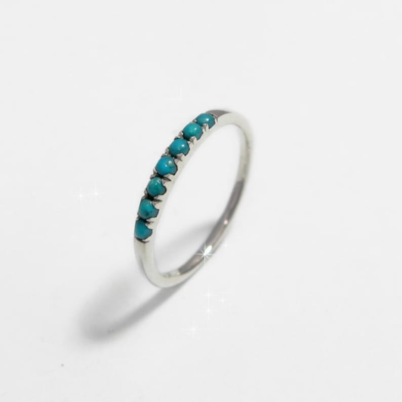 Turquoise Ring, December Birth Ring, Eternity Turquoise Ring, Turquoise ...