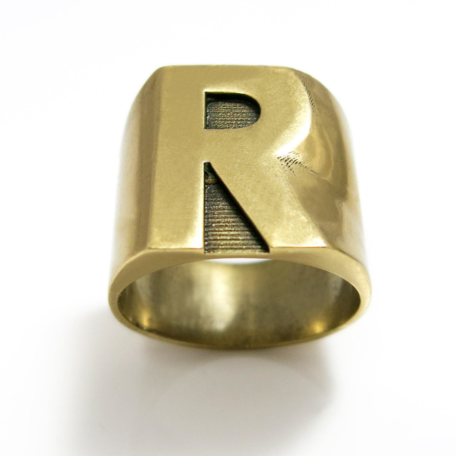 Initial Ring Letter Ring Chunky Initial Ring Letter R Ring - Etsy