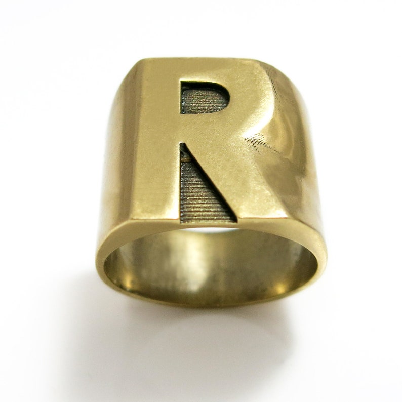 Initial Ring Letter Ring Chunky Initial Ring Letter R Ring - Etsy