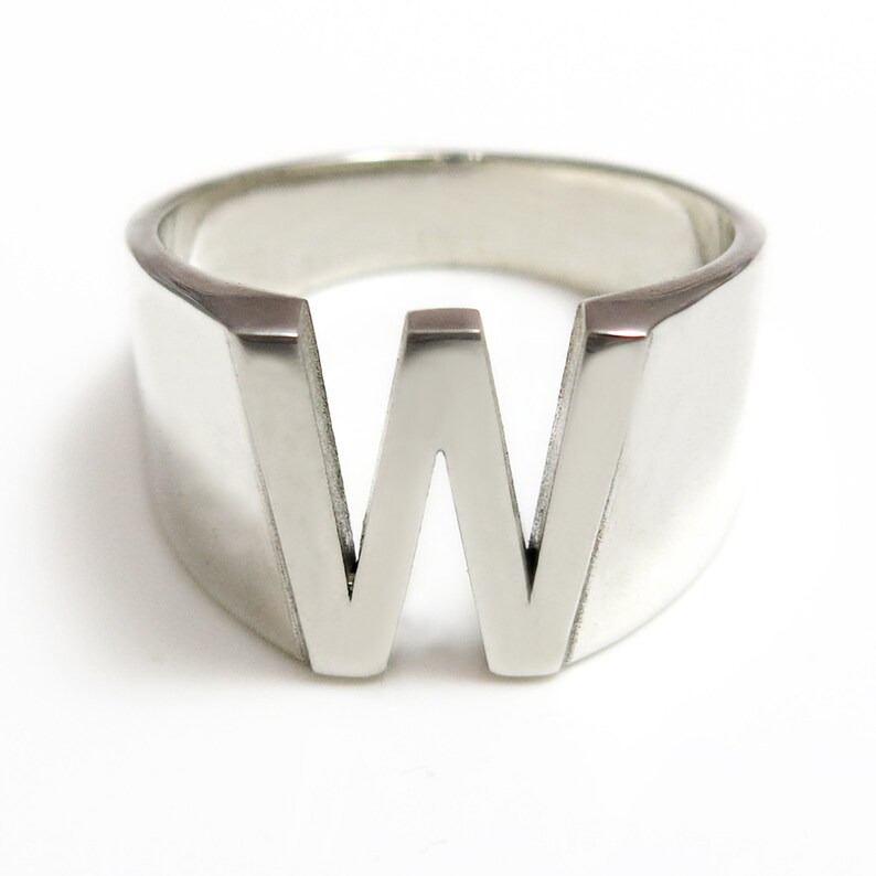 Gold Initial Ring 14K Gold Letter Ring W Ring Men Initial | Etsy