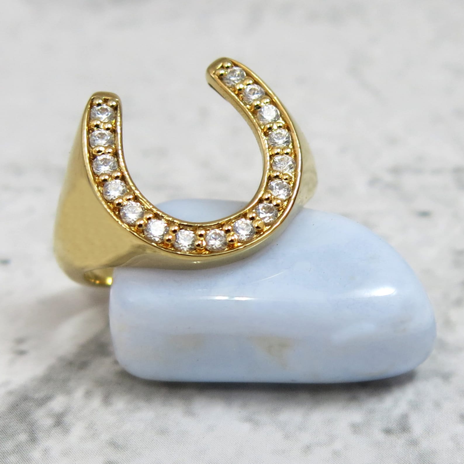 Horseshoe Ring Diamond Good Luck Ring Equestrian Jewelry | Etsy