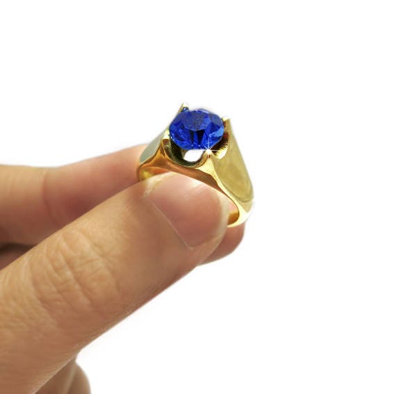 Blue Stone Ring Silver Birthstone Ring Blue Solitaire Ring | Etsy