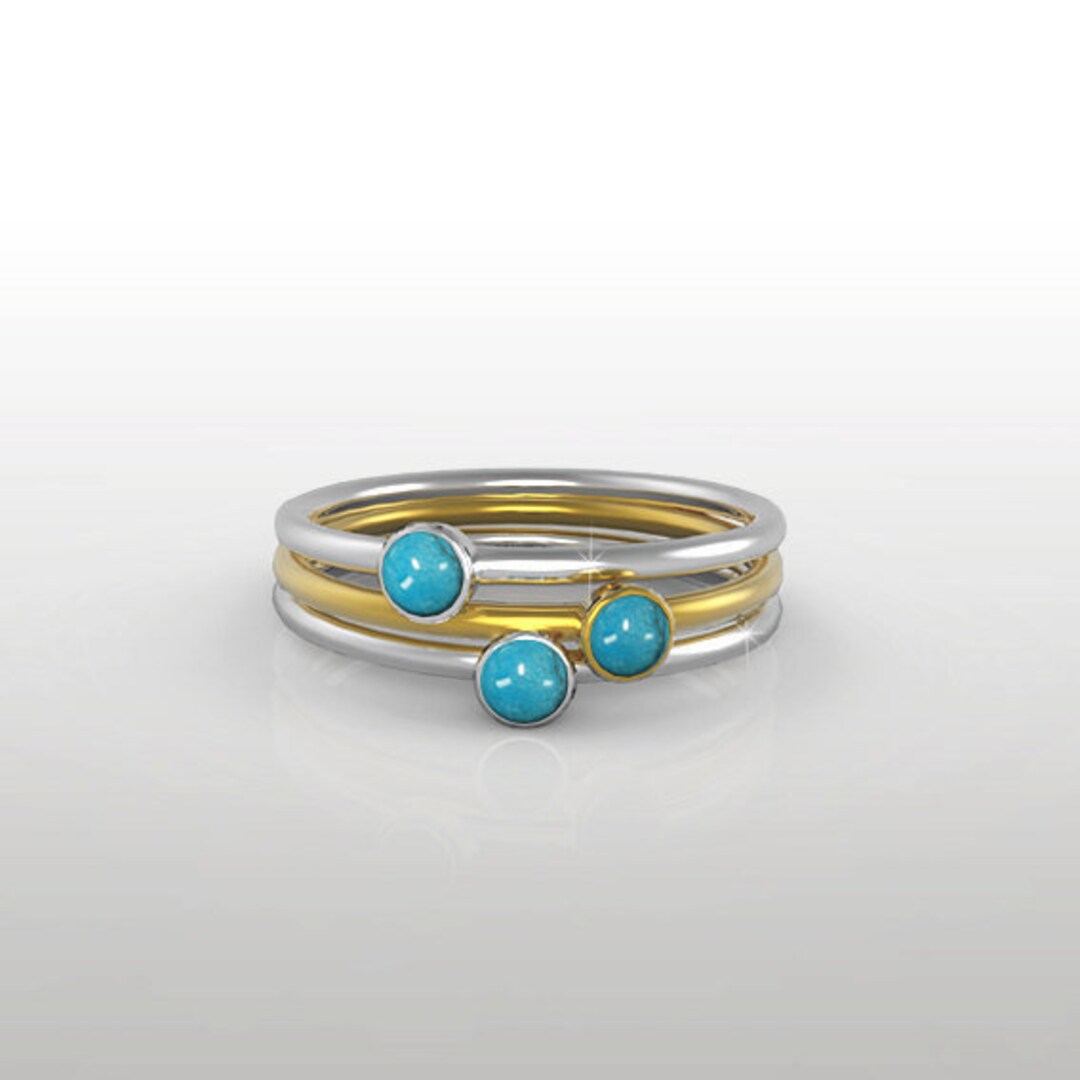 Stackable Ring, Minimalist Ring, Turquoise Ring, Gold Stack Ring, Boho Ring, December Ring ...
