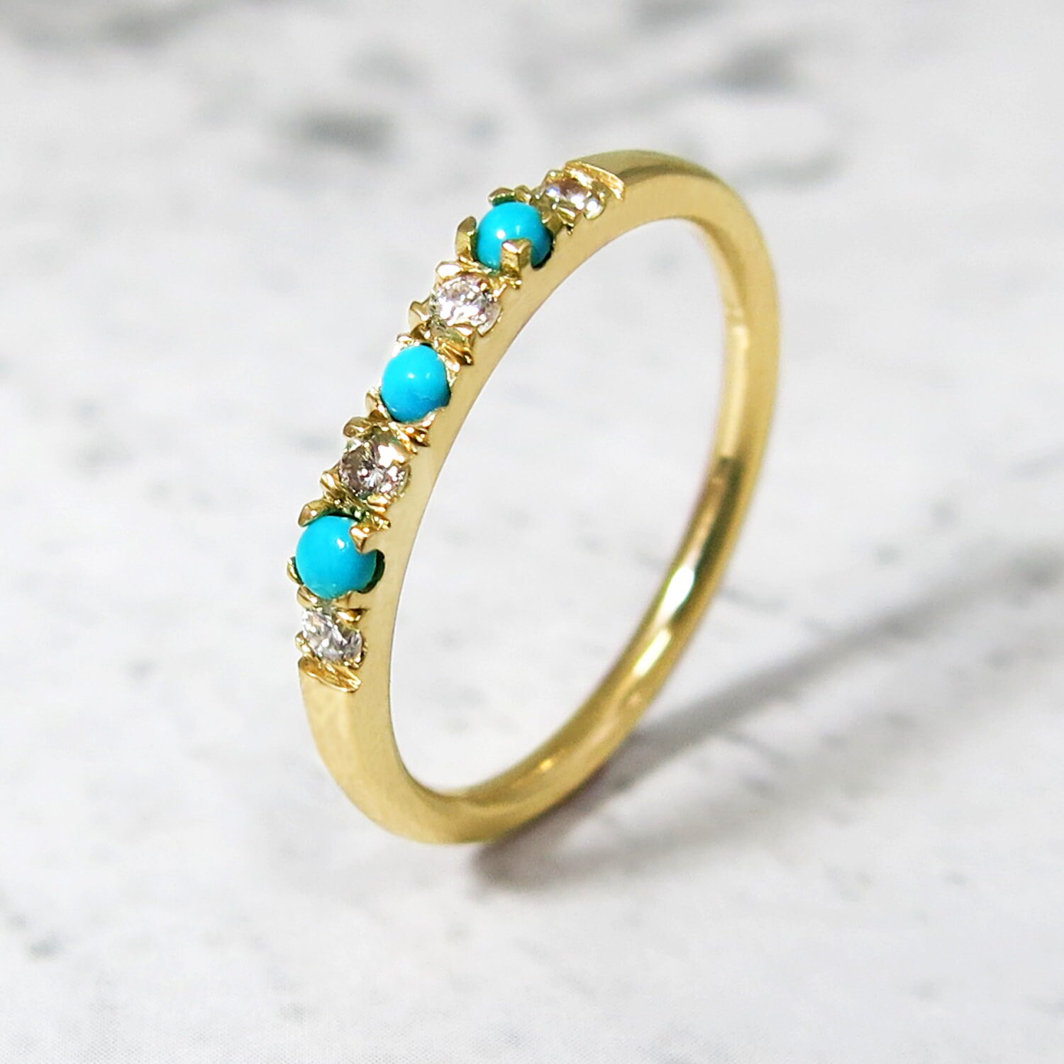 Boho Stackable Ring Gold Turquoise Ring Turquoise Ring for | Etsy
