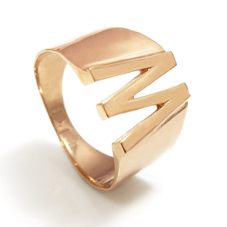 Initial Ring Silver Letter Ring Alphabet Ring Chunky - Etsy