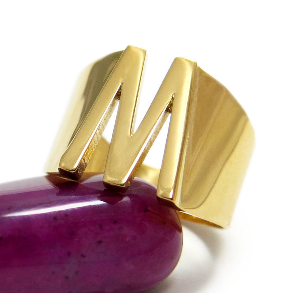 Personalized Gold Ring Gold Initial Ring Gold M Ring - Etsy