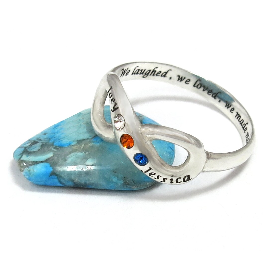 Infinity Ring, Personalized Ring for Women, Silver Birthstone Ring ...