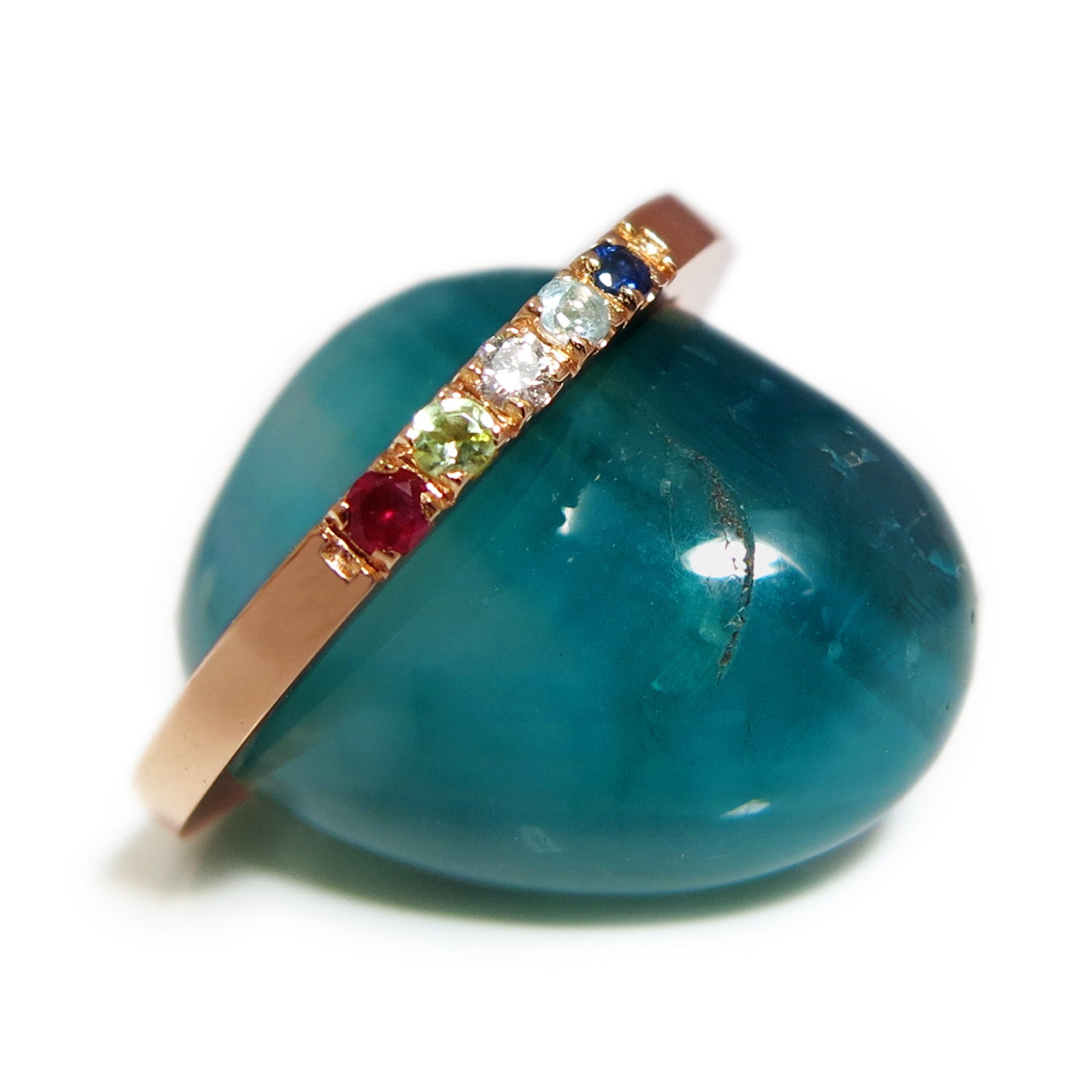 Rose Gold Birthstone Ring 5 Stone Ring Mother Ring | Etsy