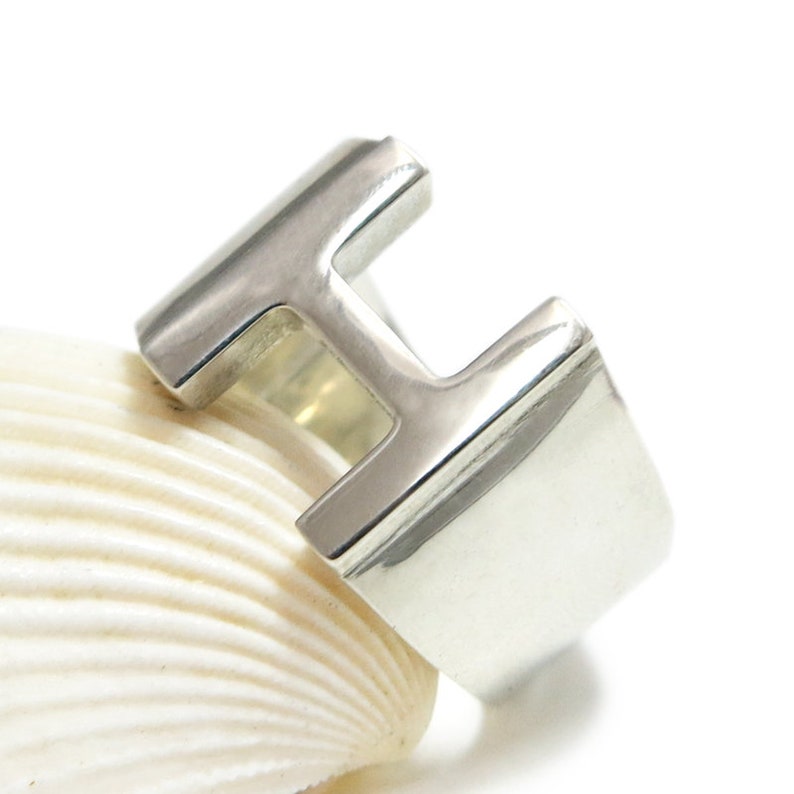White Gold Initial Ring Signet Letter Ring Initial Jewelry - Etsy