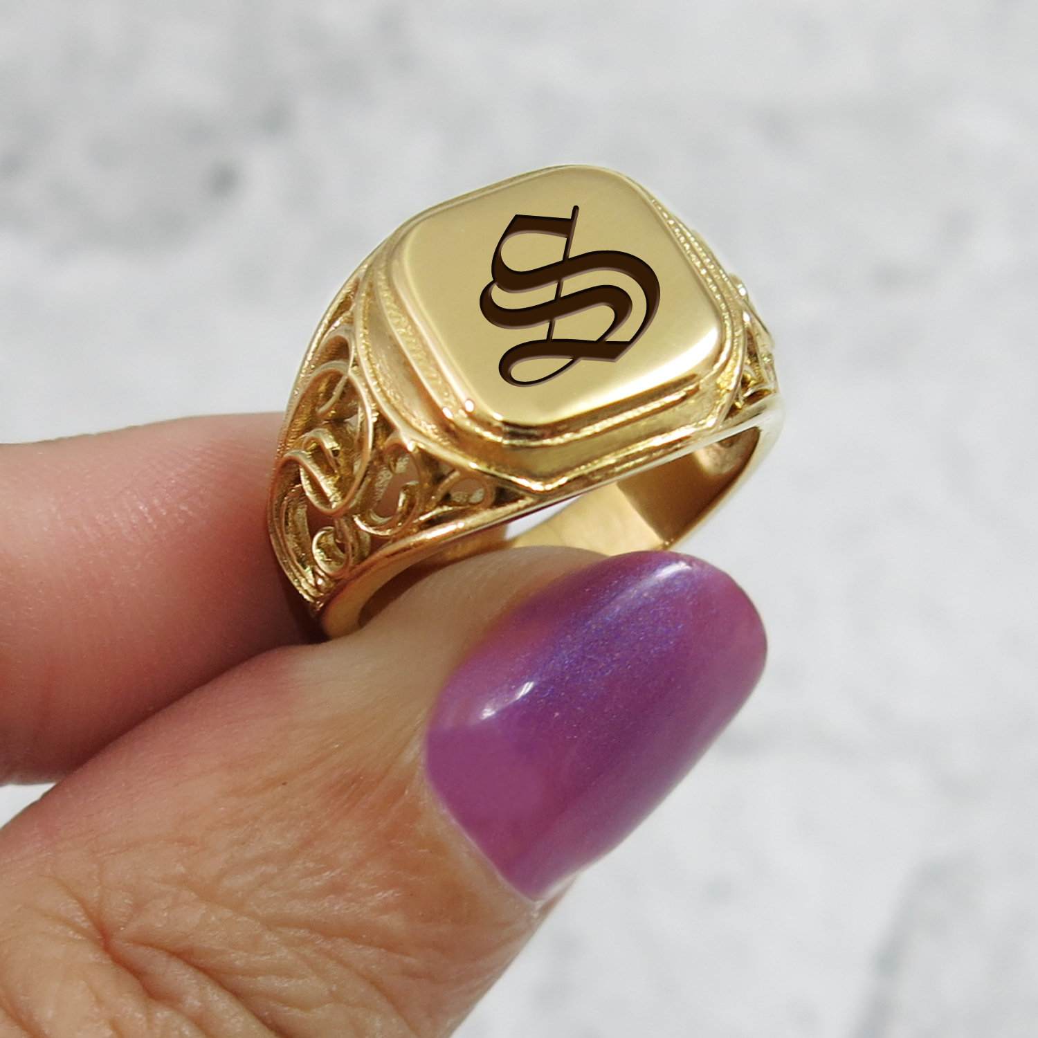 Gold Signet Ring Gold Pinky Ring Gold Initial Ring Antique | Etsy
