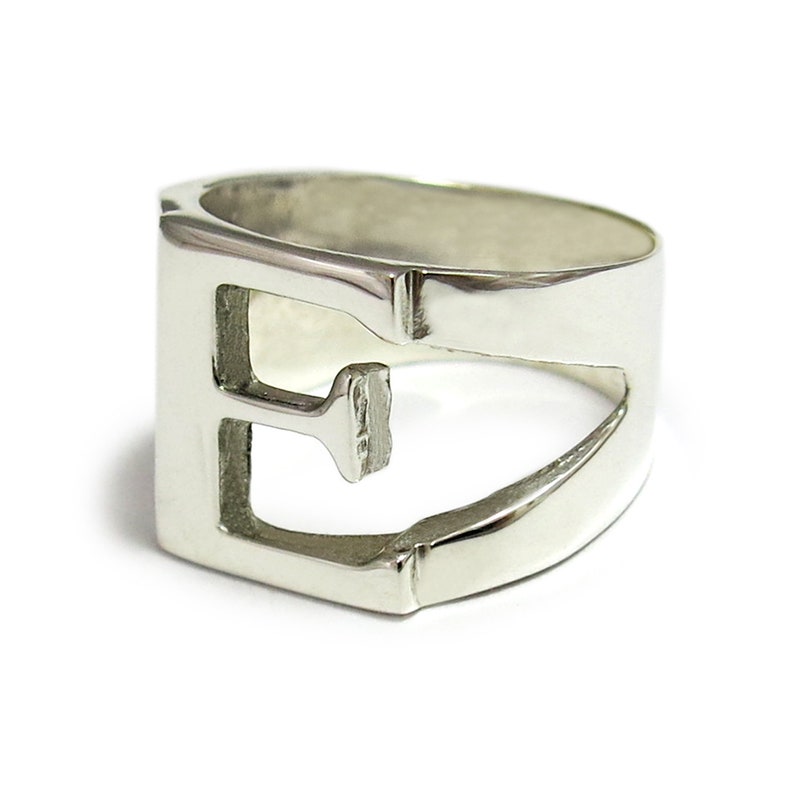 E Ring Initial Ring Custom Silver Ring Initial Gift for - Etsy