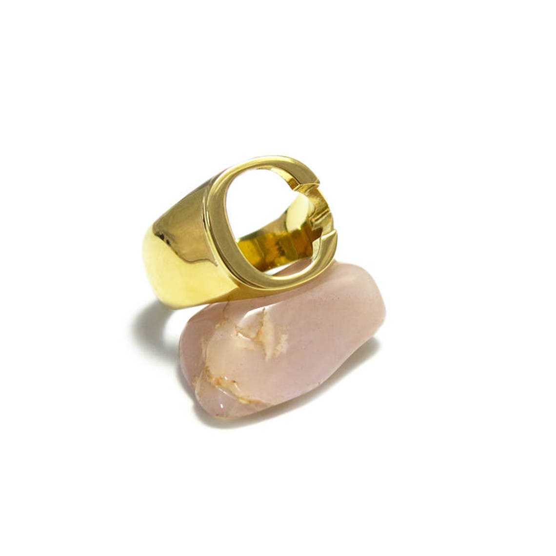 Initial C Ring Signet Initial Ring Gold Initial Ring - Etsy