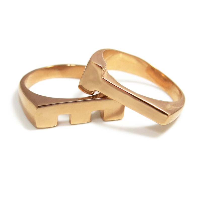 Initial Rings Stackable Initial Rings Rose Gold Stackable - Etsy
