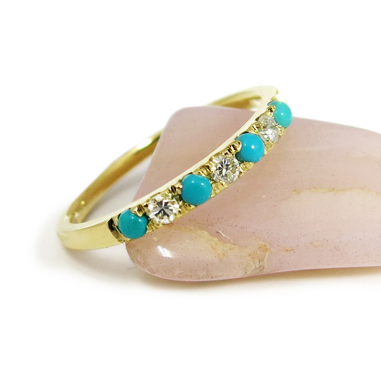 Boho Stackable Ring Gold Turquoise Ring Turquoise Ring for | Etsy