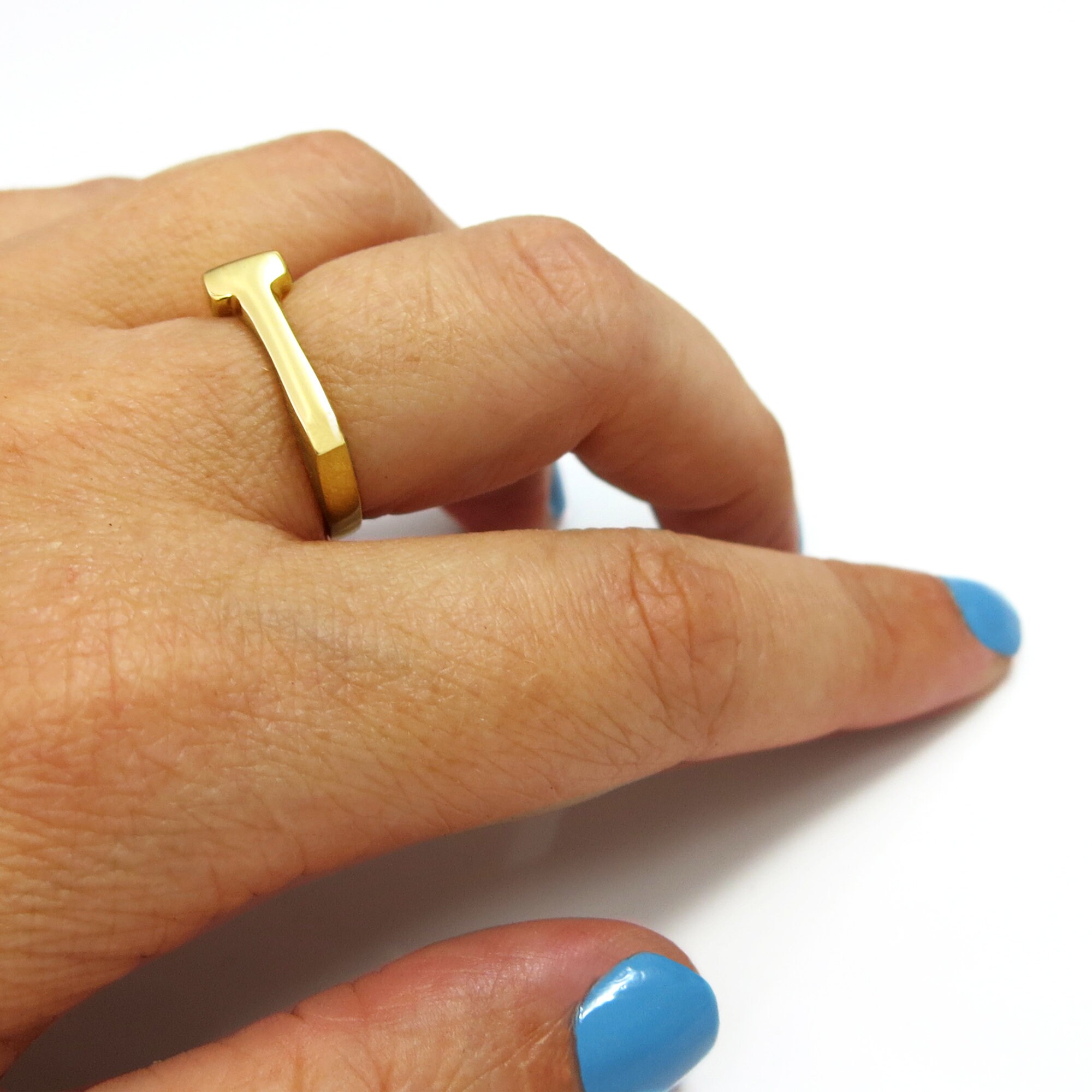 Letter Ring 14K Gold Initial Ring Alphabet Ring Initial | Etsy