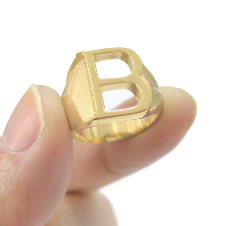 Gold Initial Ring Ring for Women Letter Ring Initial Signet - Etsy