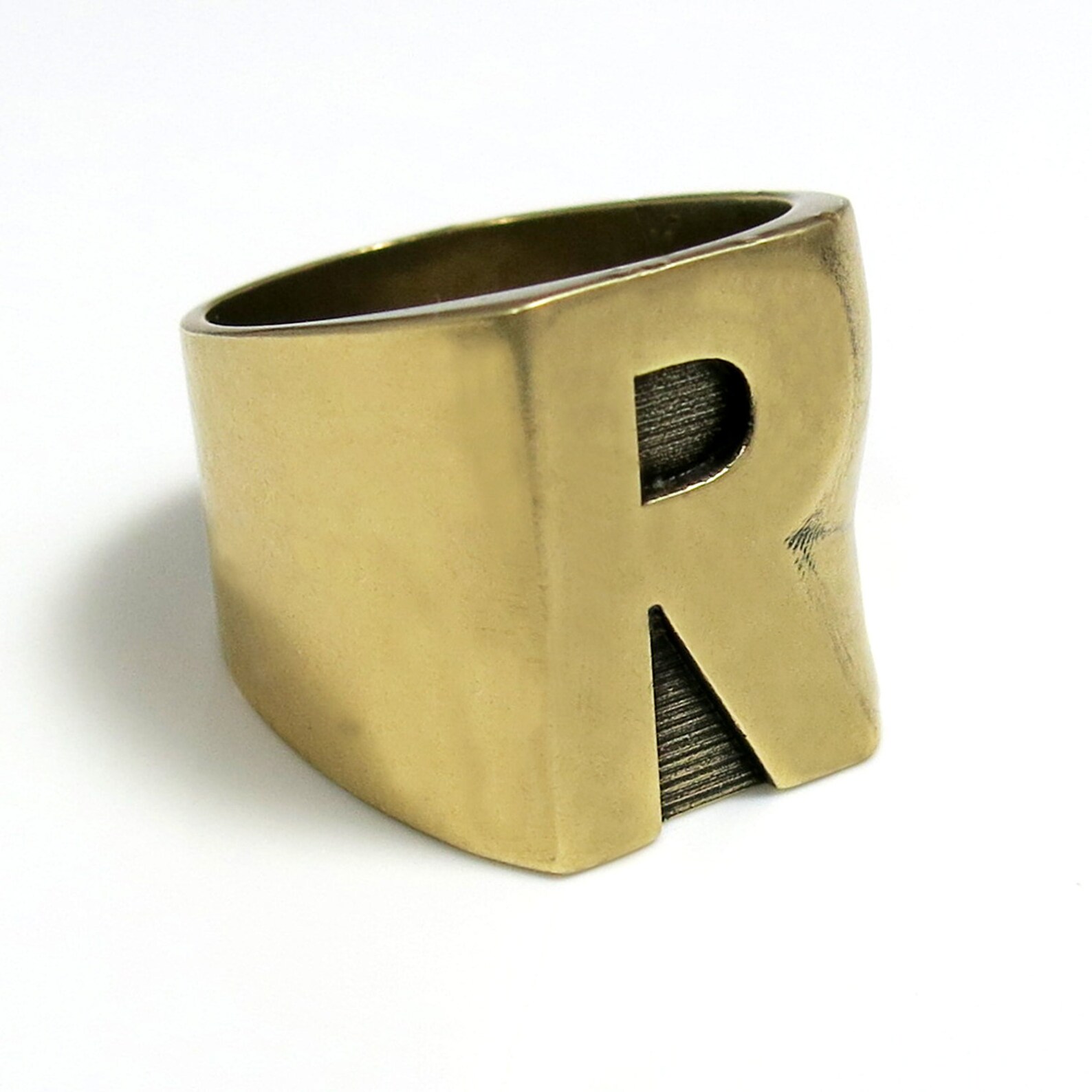 Initial Ring Letter Ring Chunky Initial Ring Letter R Ring - Etsy