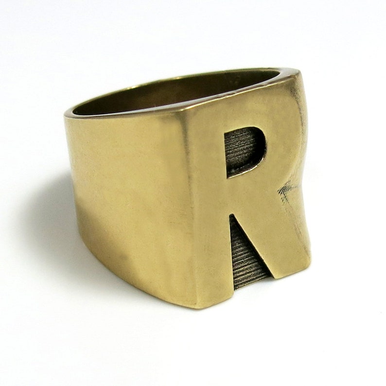 Initial Ring Letter Ring Chunky Initial Ring Letter R Ring - Etsy