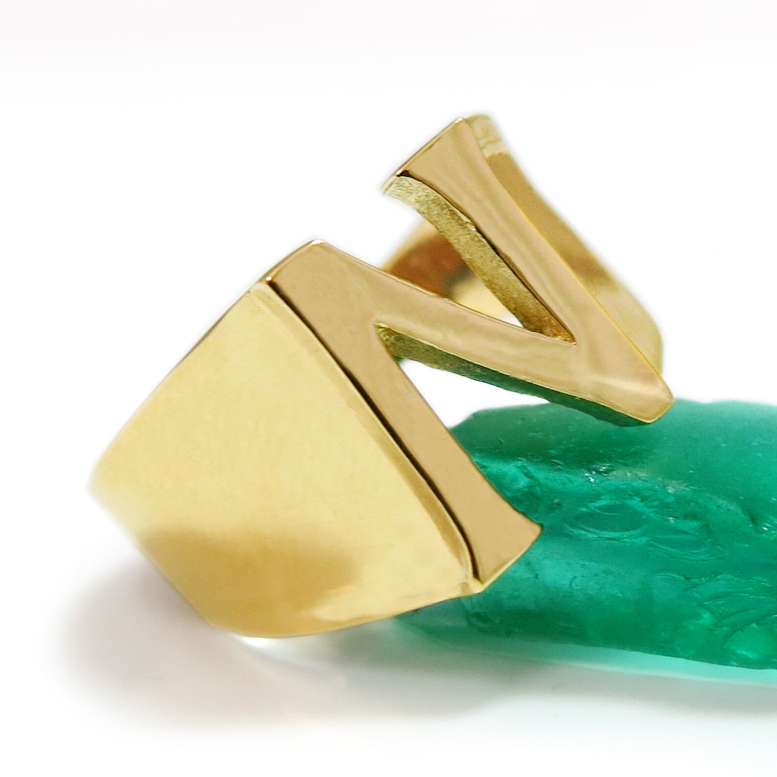 Gold Initial Ring Letter Ring Custom Initial Ring N Ring - Etsy