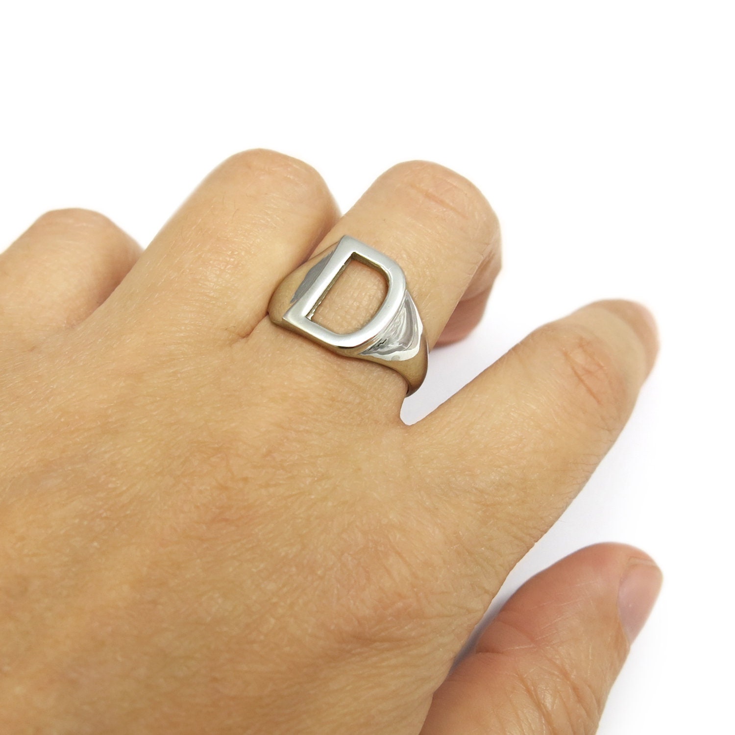 Personalize Initial Ring Silver Initial Ring Letter Ring | Etsy