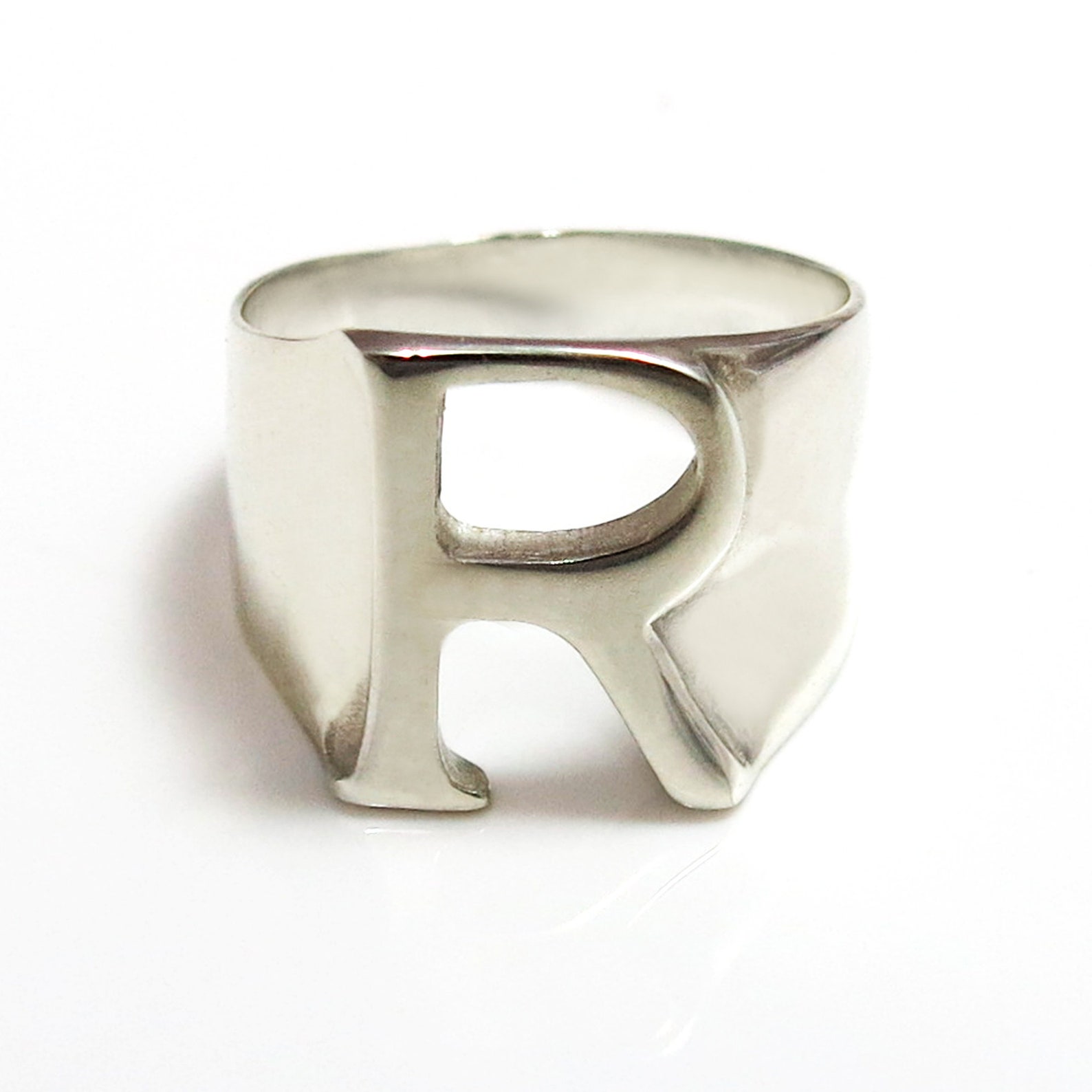 Silver Initial Ring Silver Letter Ring R Ring Initial - Etsy
