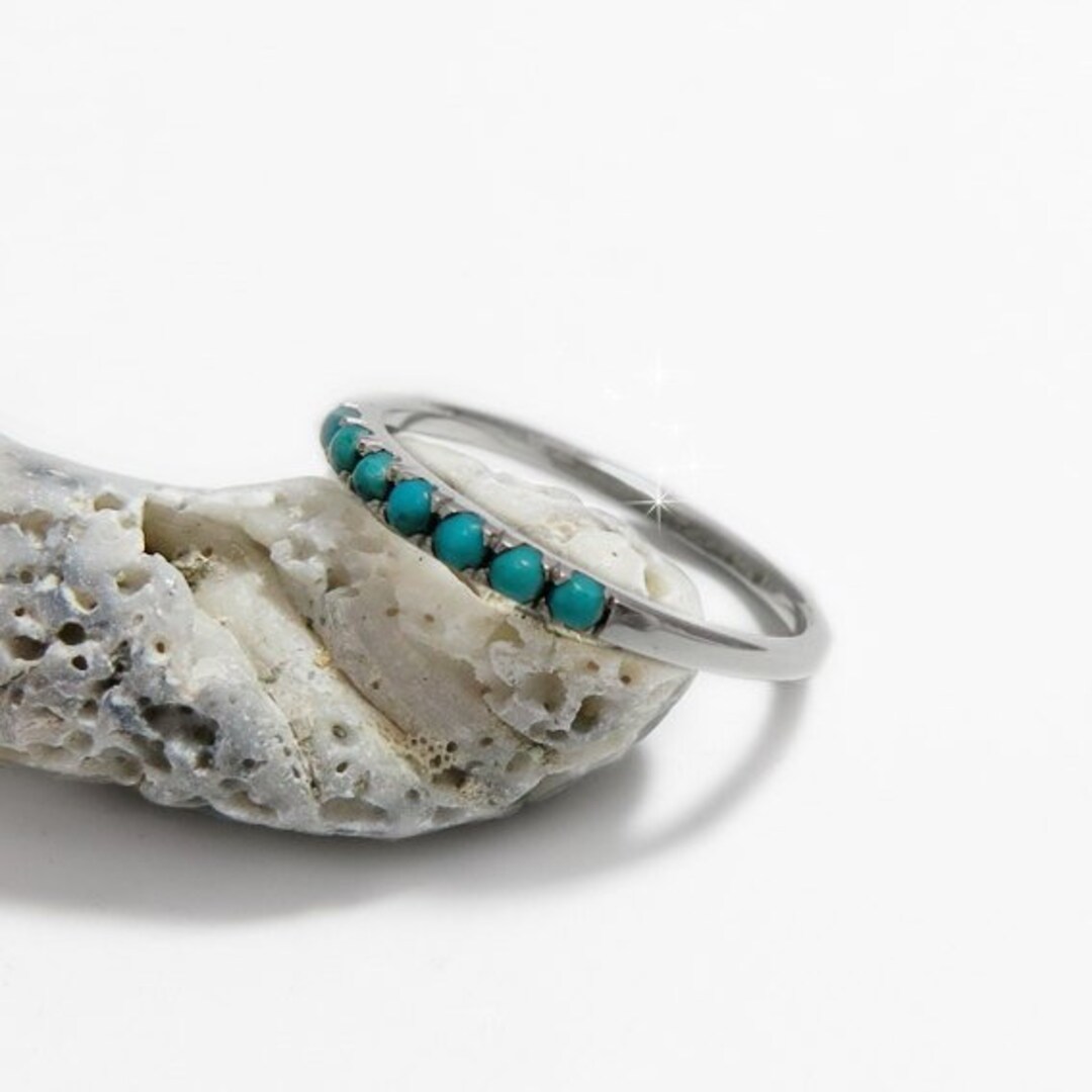 Turquoise Ring, December Birth Ring, Eternity Turquoise Ring, Turquoise Anniversary Ring ...