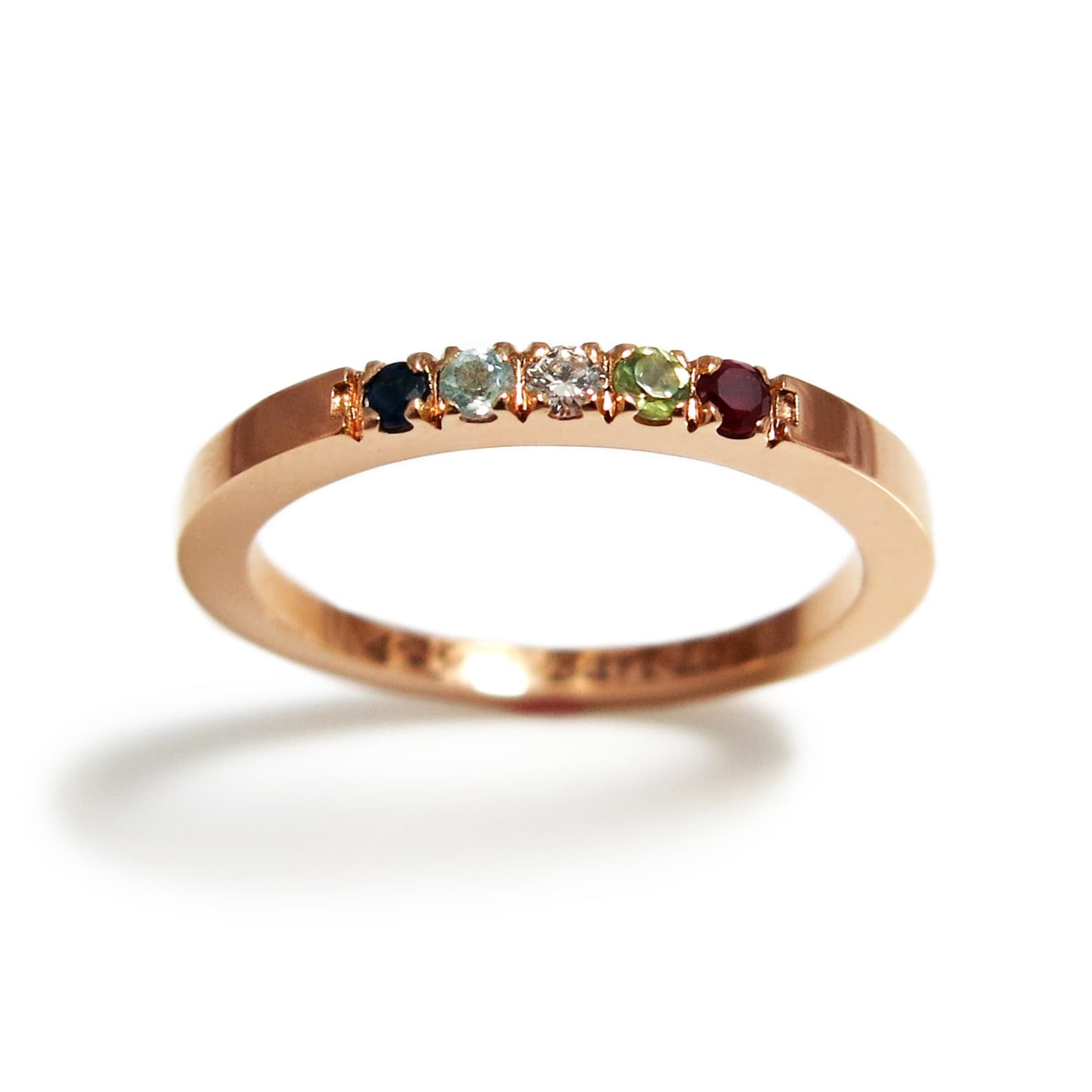 Rose Gold Birthstone Ring 5 Stone Ring Mother Ring | Etsy