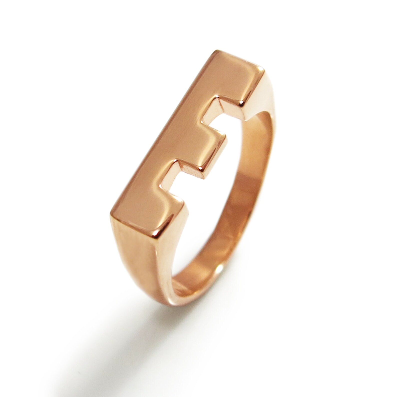 Initial Ring Rose Gold E Ring Initial Ring Women Custom - Etsy