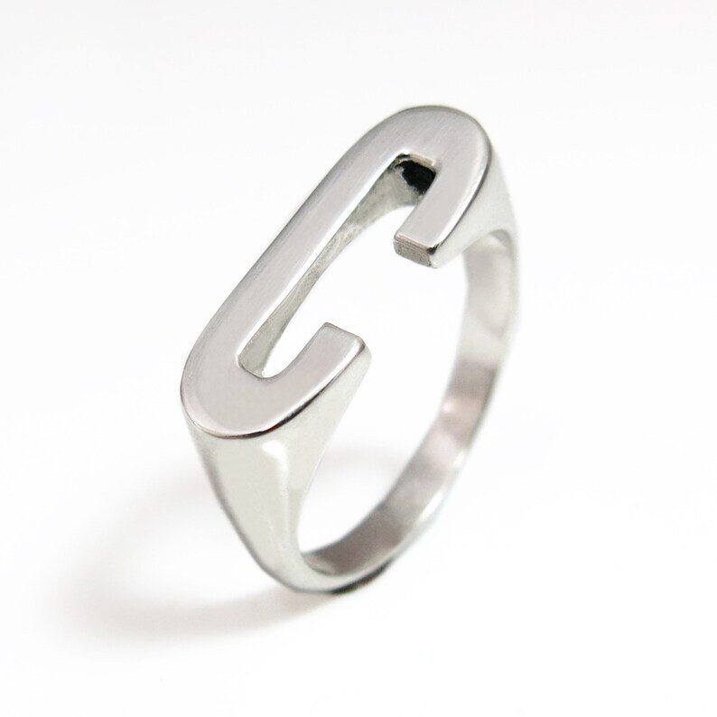14K Gold Initial Ring, Letter Ring, Alphabet Ring, Initial Jewelry ...