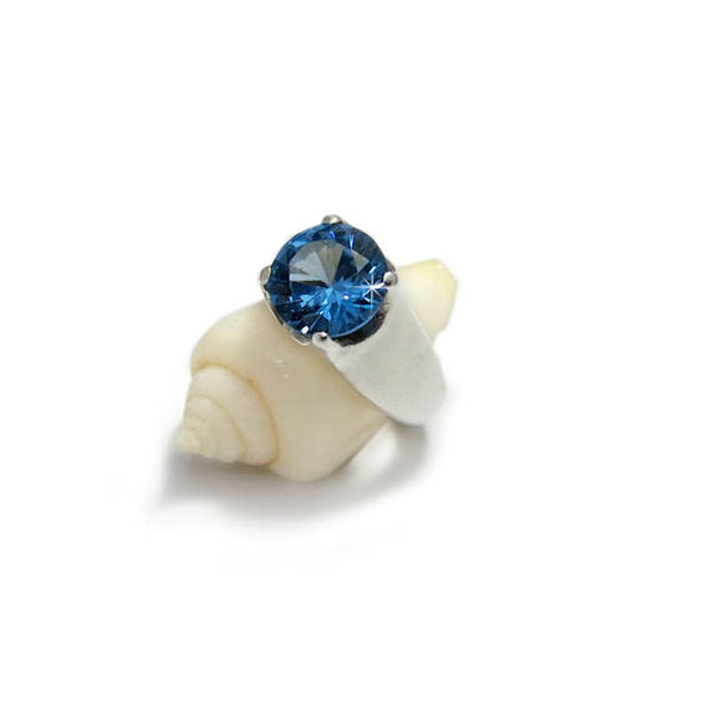 Blue Stone Ring, Silver Birthstone Ring, Blue Solitaire Ring, Custom ...