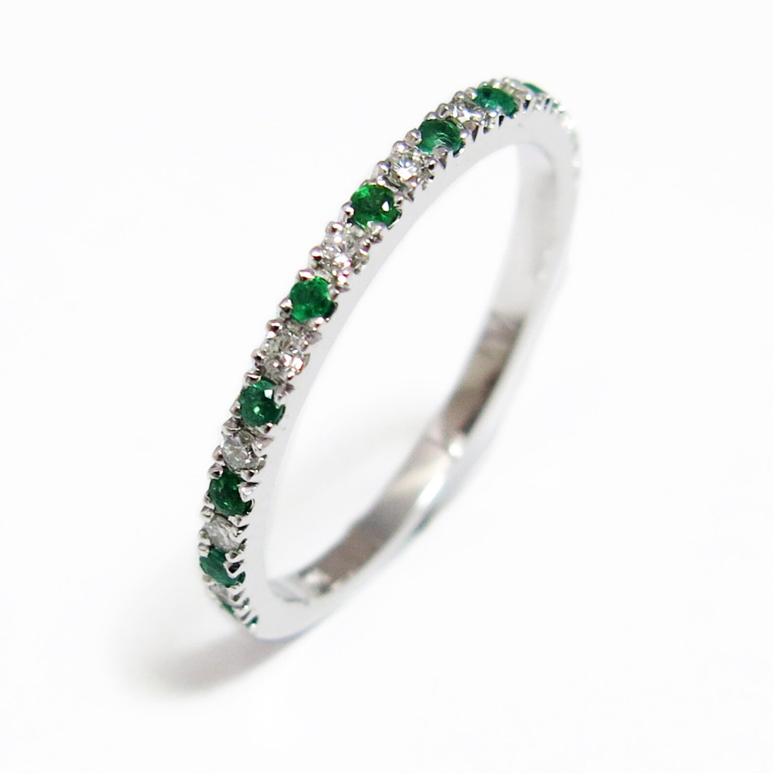 Stackable Gemstone Ring White Gold Wedding Band Gold | Etsy