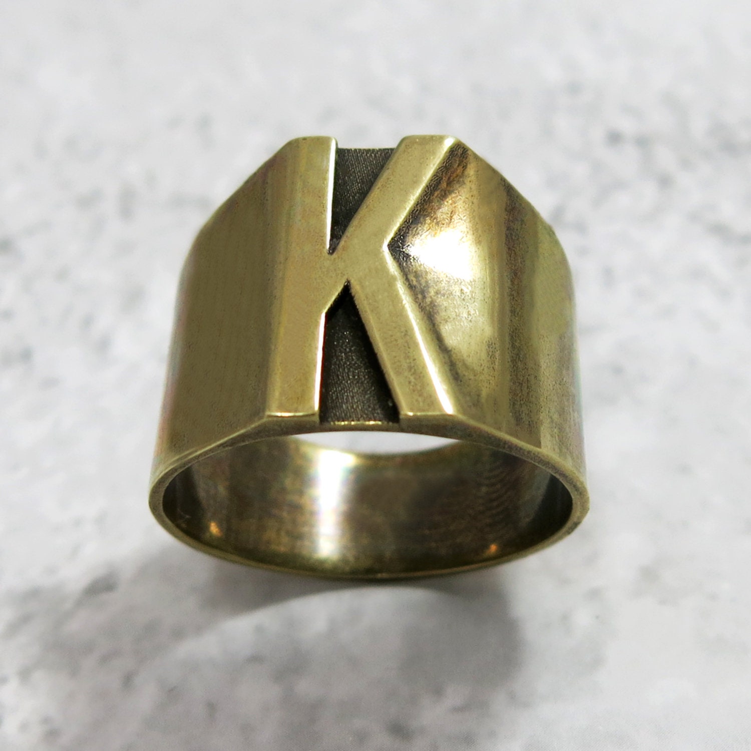 Letter Ring Initial Ring Chunky Ring Alphabet Ring | Etsy