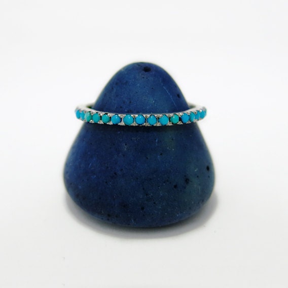 Stackable Wedding Ring Turquoise Ring Silver Boho Ring | Etsy