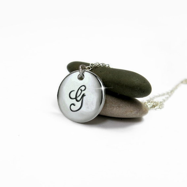 Initial Name Necklace Silver Initial Necklace Monogram | Etsy