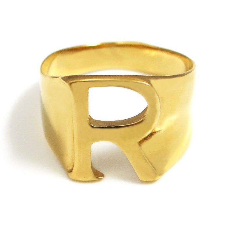 Initial Gold Ring Gold Letter Ring R Ring Personalized - Etsy